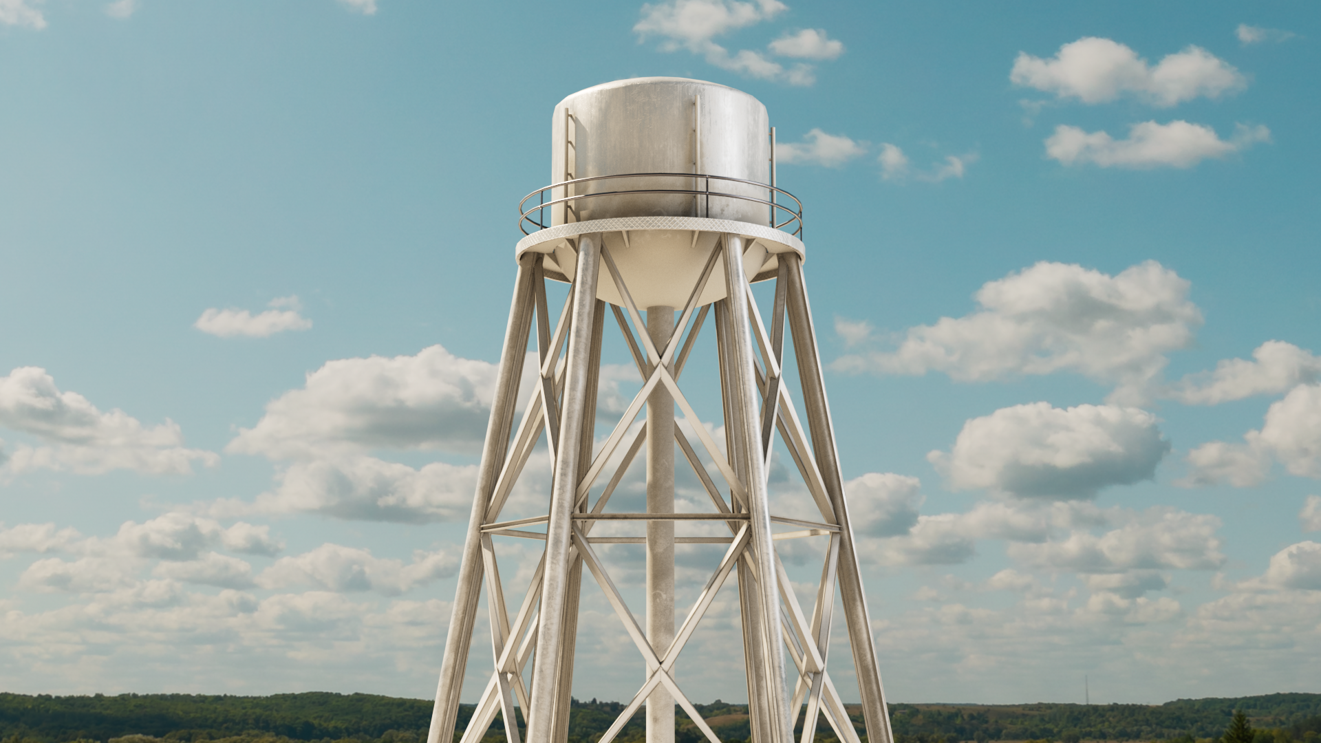 Water Tower Tank Low Poly Low-poly 3D model by Atlant3D | 3DOcean