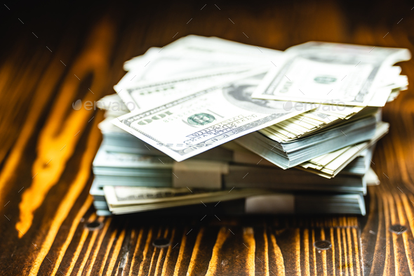 Big pile of money dollars, Pile with American one hundred dollar bills ...