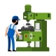 Worker Processes Part on Milling Machine, Vectors | GraphicRiver