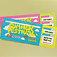 Blue Retro Summer Festival Ticket, Print Templates | GraphicRiver