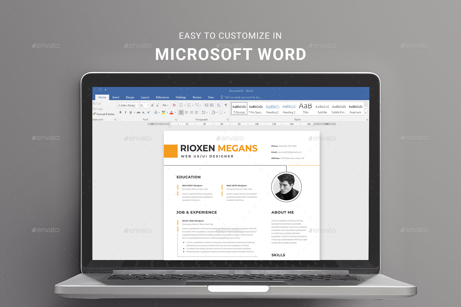 Resume Word Template, Print Templates | GraphicRiver