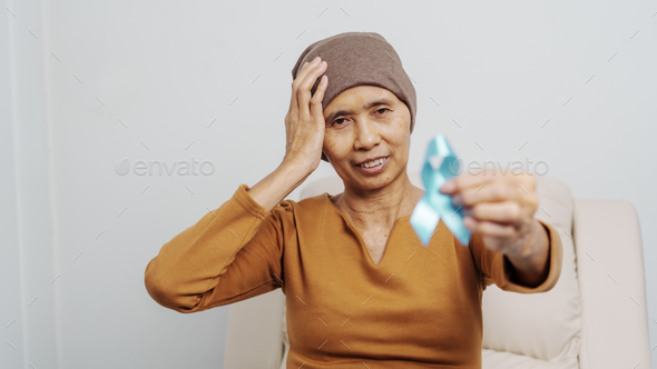 Mature woman suffering from cancer, asian people, 70s years old with ...