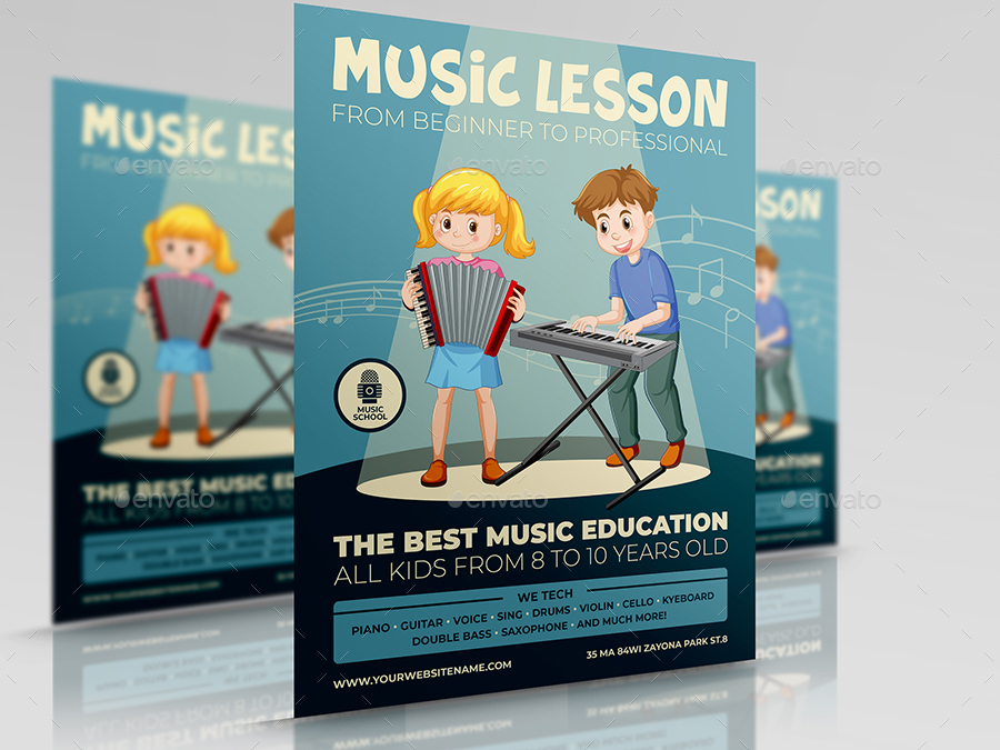 Kids Music Lesson Flyer Template, Print Templates | GraphicRiver