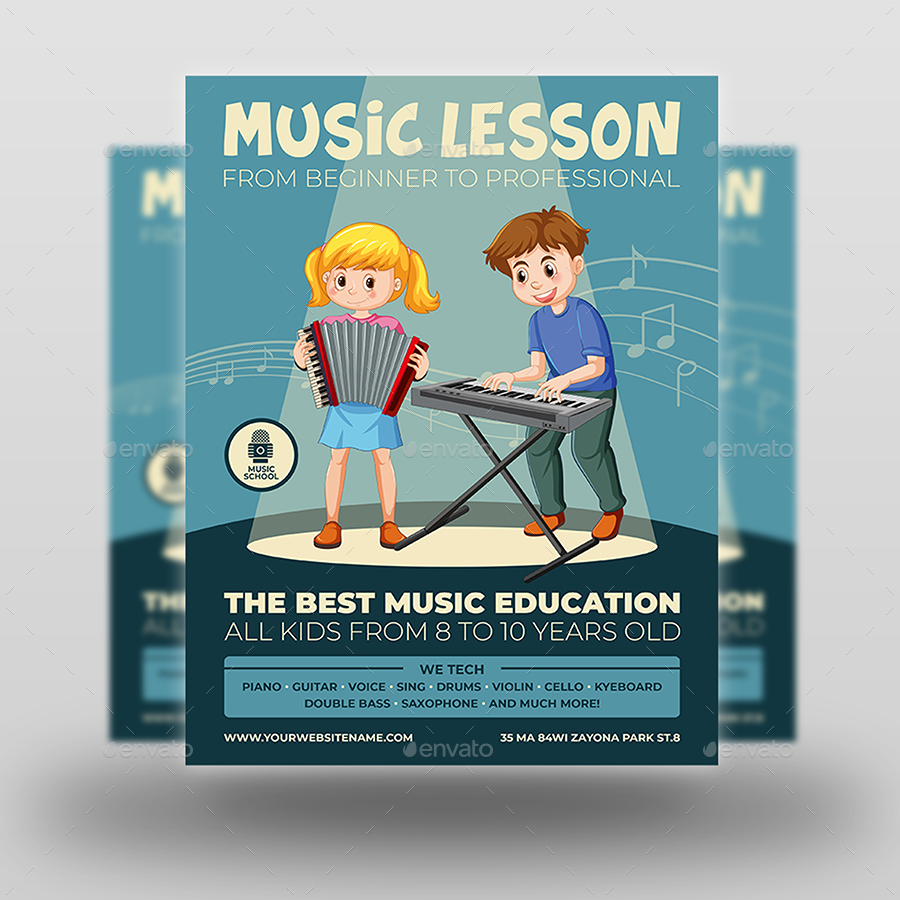 Kids Music Lesson Flyer Template, Print Templates | GraphicRiver
