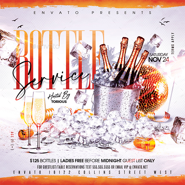 Bottle Service Flyer Template, Print Templates | GraphicRiver