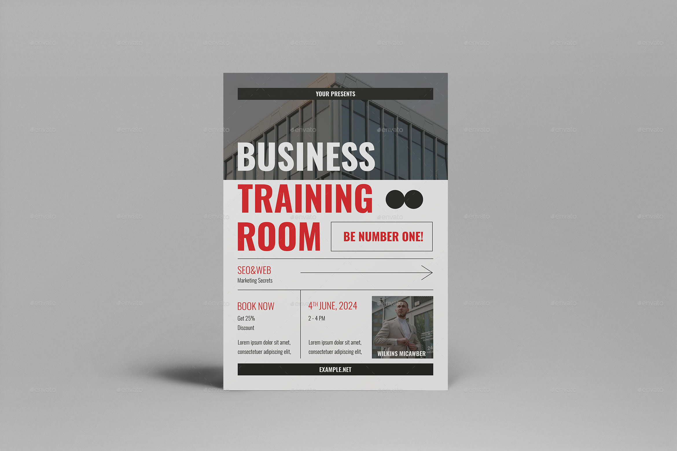 Grey Minimalist Business Training Room Flyer, Print Templates ...