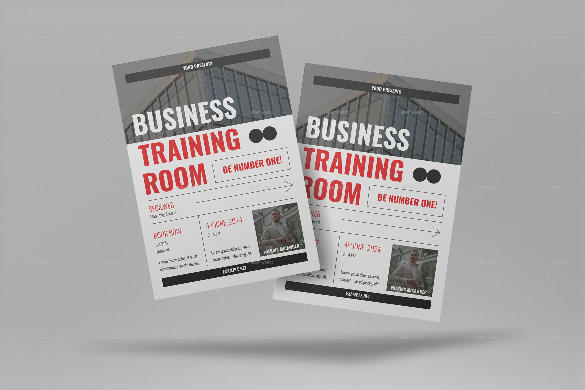 Grey Minimalist Business Training Room Flyer, Print Templates ...