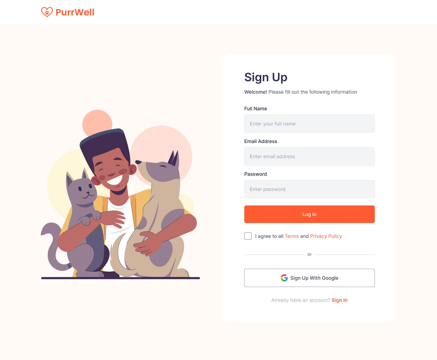 PurrWell - Pet Care & Veterinary Service Figma Template by devsarray