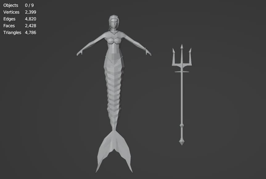 Magical Mermaid Siren Sea maiden Oceanid Lowpoly Rigged by Atlant3D