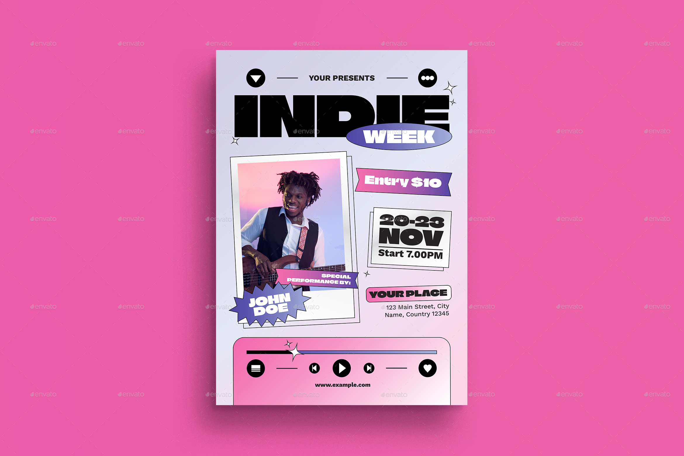 Pink Gradient Indie Week Flyer, Print Templates | GraphicRiver
