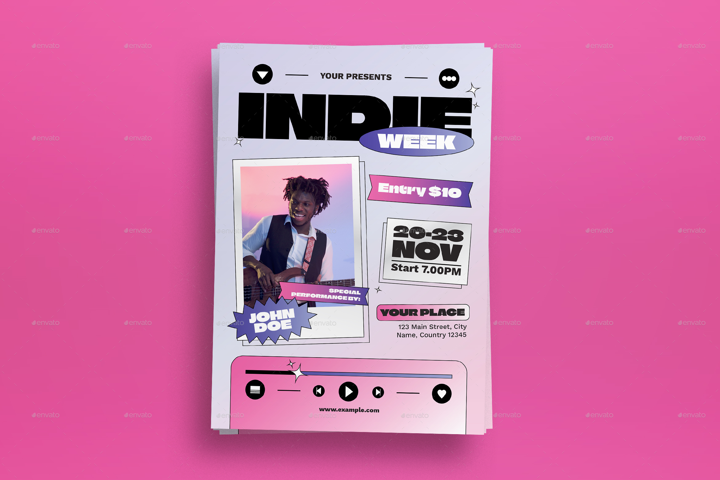 Pink Gradient Indie Week Flyer, Print Templates | GraphicRiver