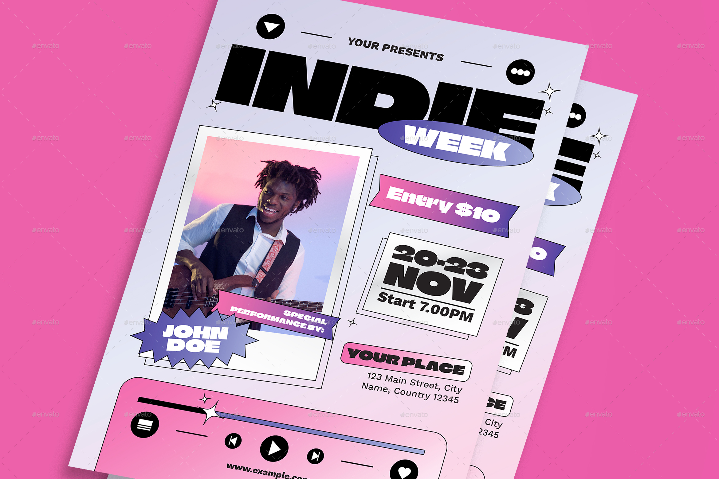 Pink Gradient Indie Week Flyer, Print Templates | GraphicRiver
