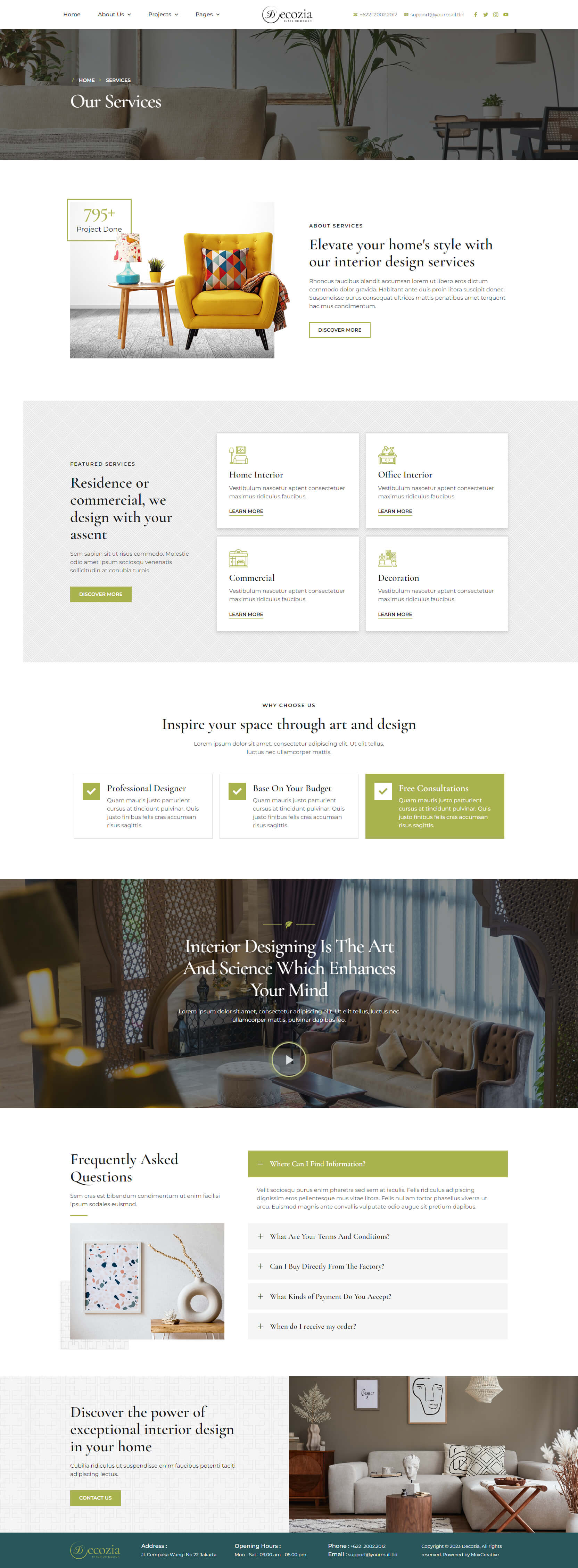 Decozia - Interior Design Service Elementor Template Kit by moxcreative