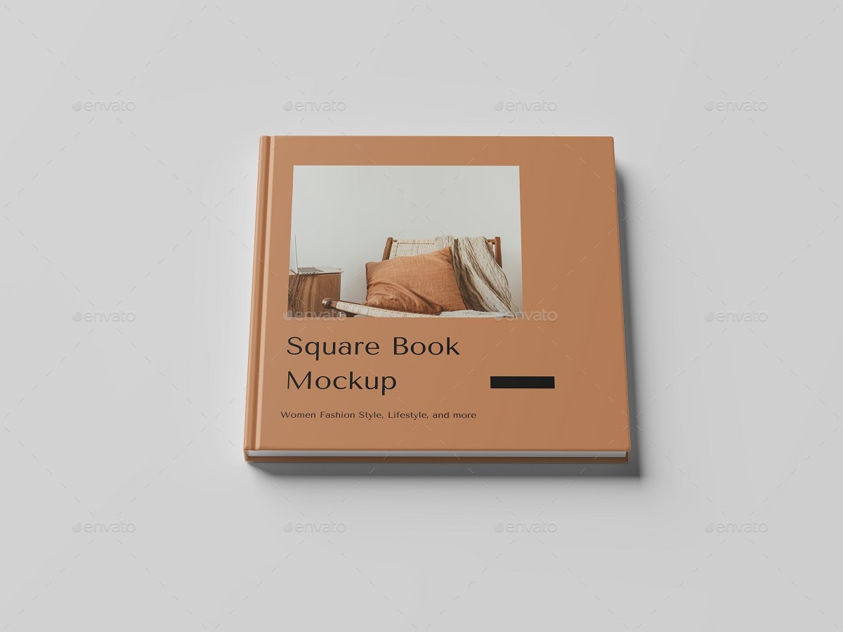 Square Book Mockup, Graphics | GraphicRiver