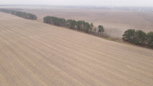 Empty Plowed Field in Autumn Aerial View, Stock Footage | VideoHive