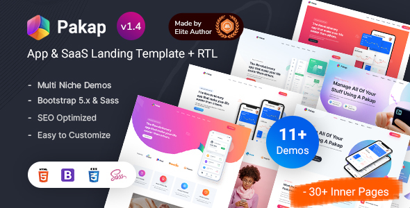 Pakap - App & SaaS Software Single Page HTML Template by EnvyTheme