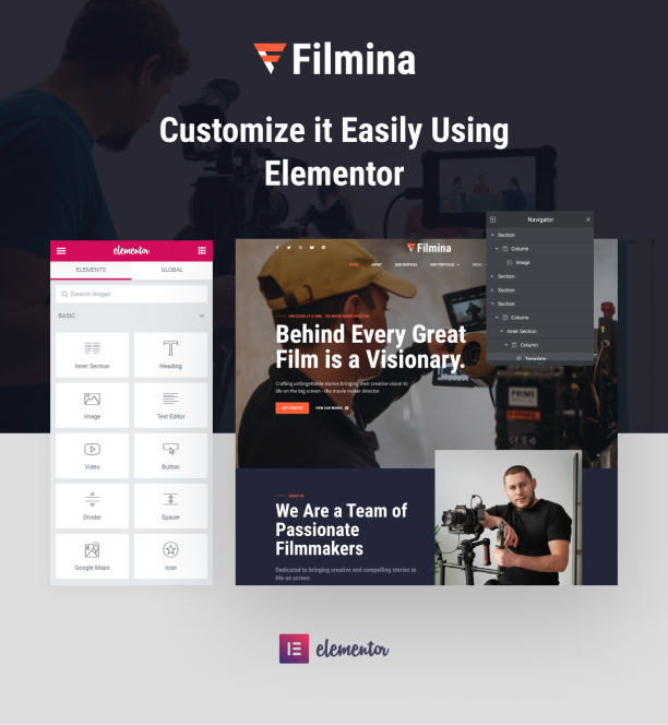 Filmina - Filmmakers & Videographer Elementor Template Kit by ThemeWarriors