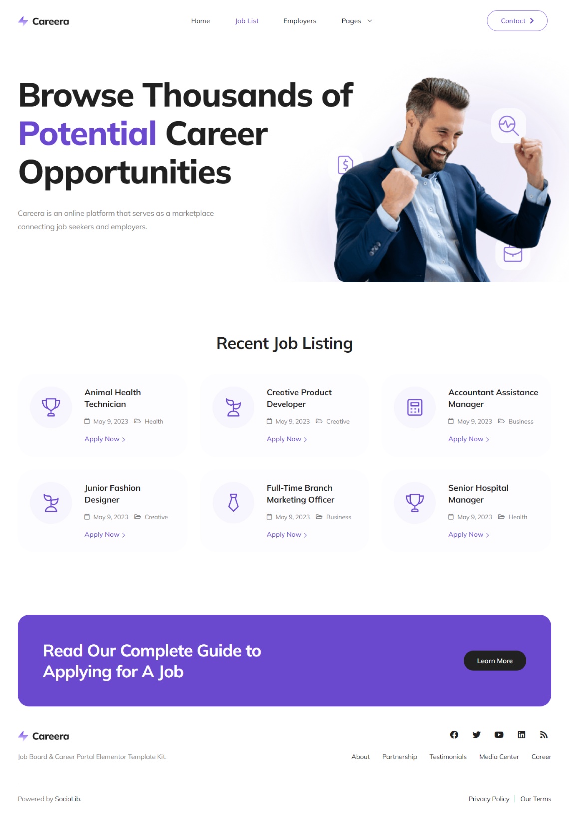Careera - Job Board & Career Portal Elementor Template Kit by sociolib