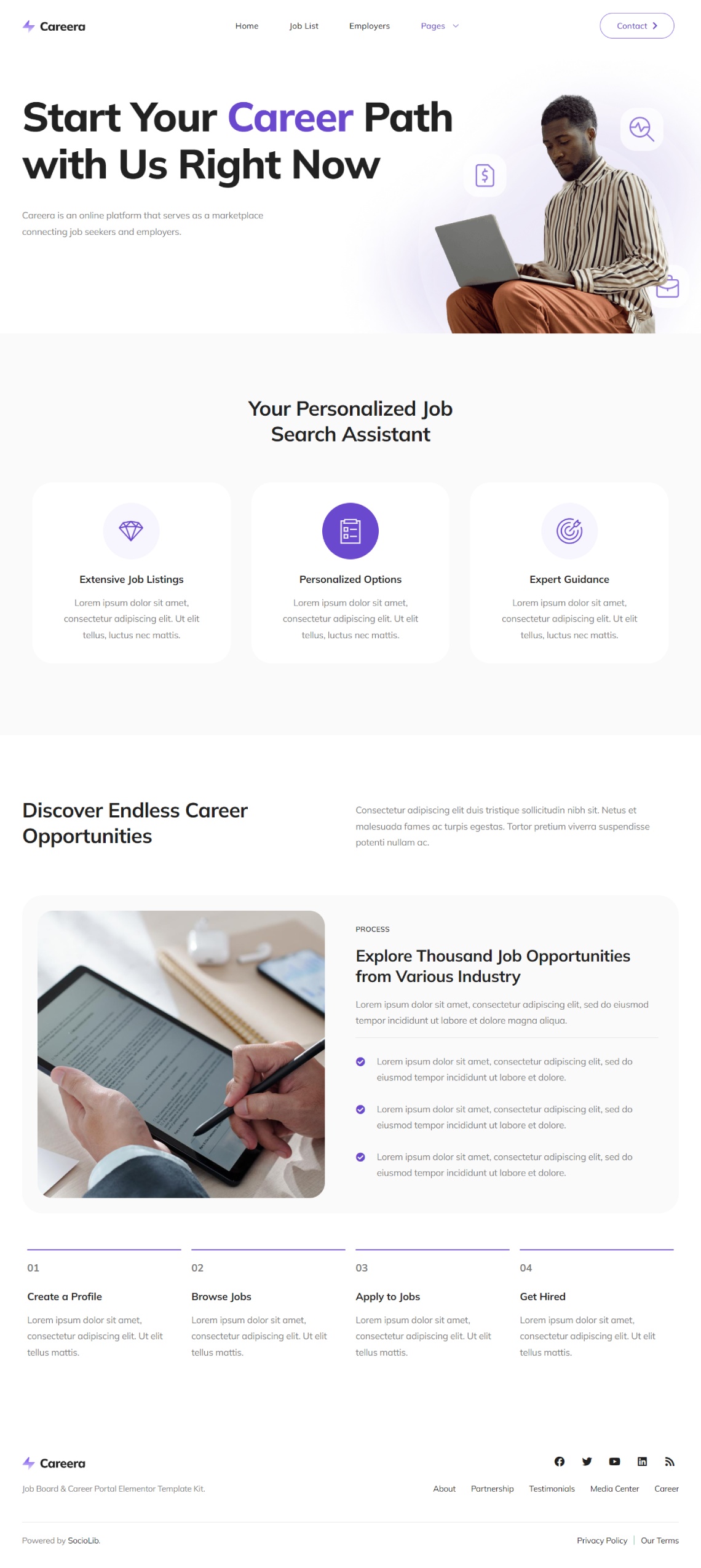 Careera - Job Board & Career Portal Elementor Template Kit by sociolib
