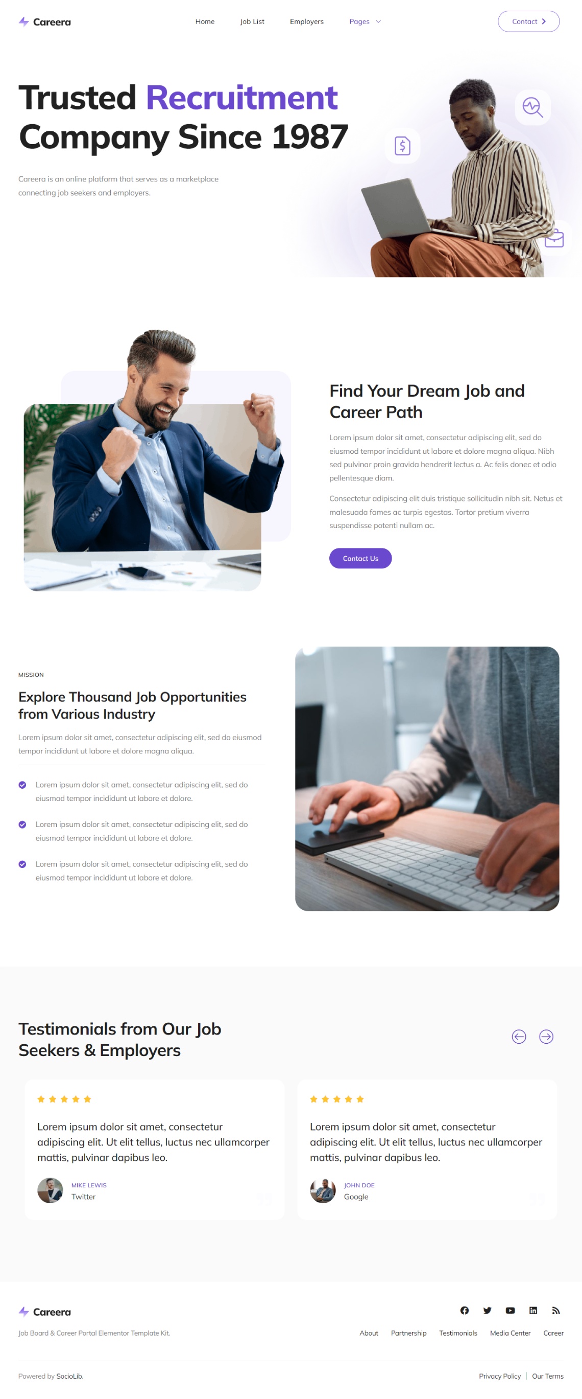 Careera - Job Board & Career Portal Elementor Template Kit by sociolib