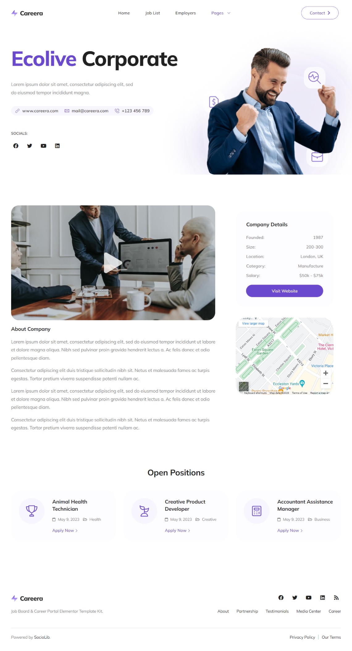 Careera - Job Board & Career Portal Elementor Template Kit by sociolib