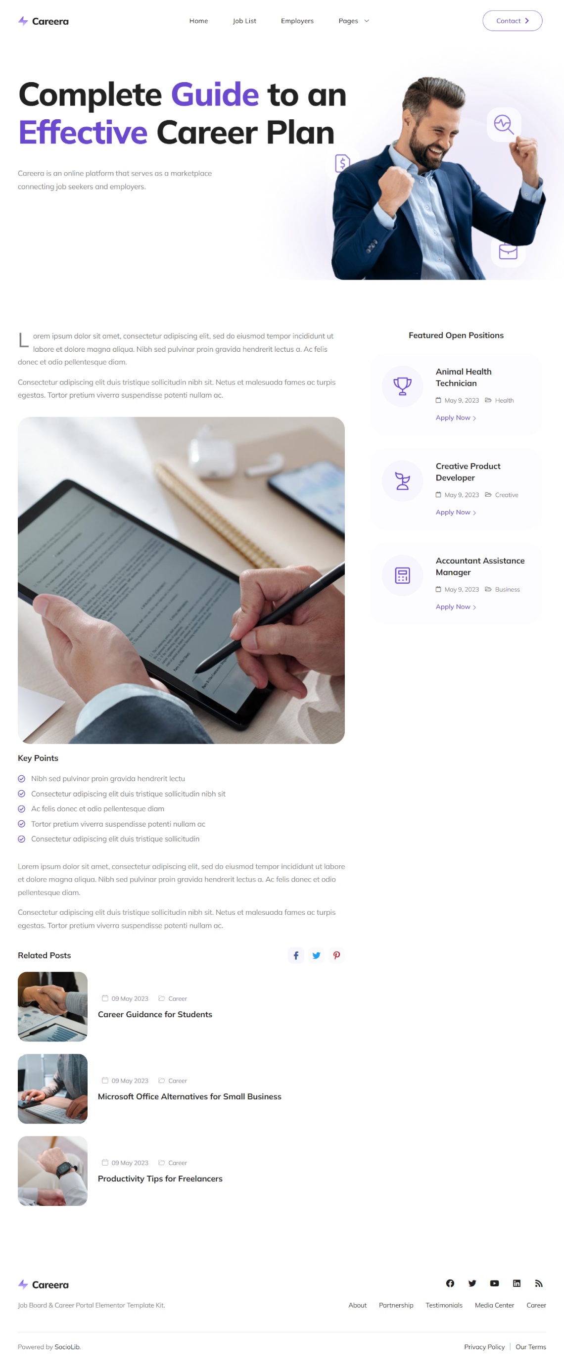 Careera - Job Board & Career Portal Elementor Template Kit by sociolib