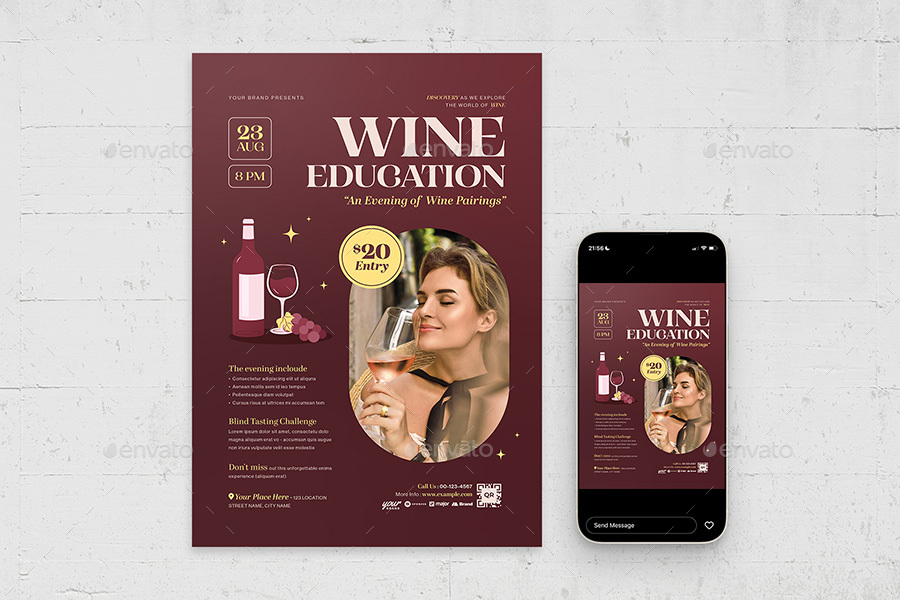 Wine Flyer Template, Print Templates | GraphicRiver