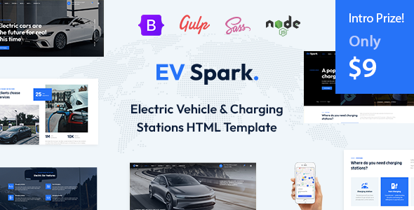 EV Spark - Electric Vehicle & Charging Stations HTML Template by Potenzaglobalsolutions