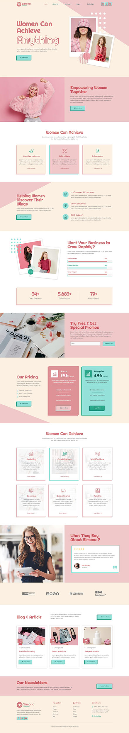 Simona - Feminine Business Elementor Template Kit by Kitpro | ThemeForest