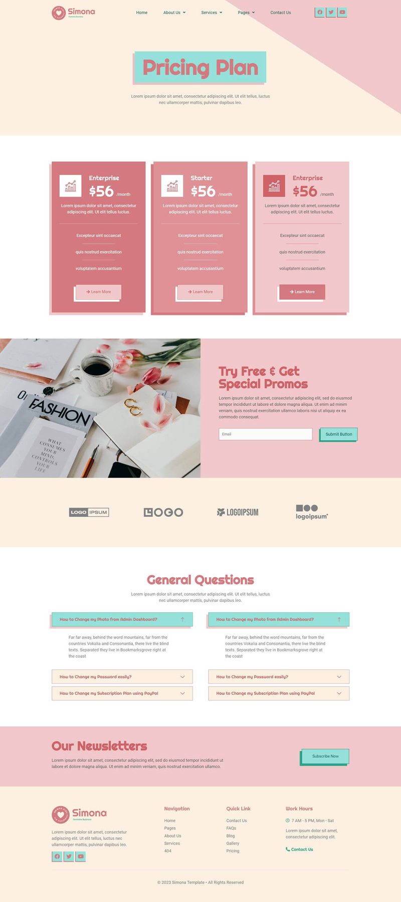 Simona - Feminine Business Elementor Template Kit by Kitpro | ThemeForest