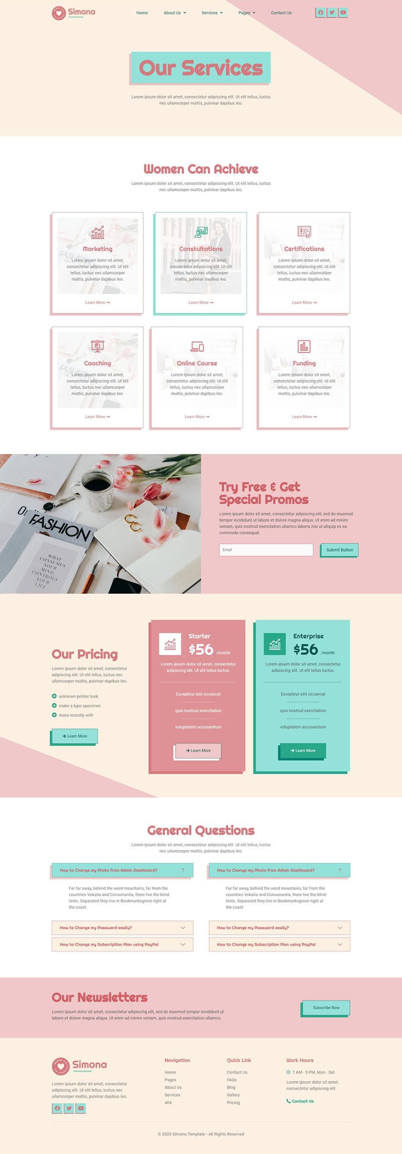 Simona - Feminine Business Elementor Template Kit by Kitpro | ThemeForest