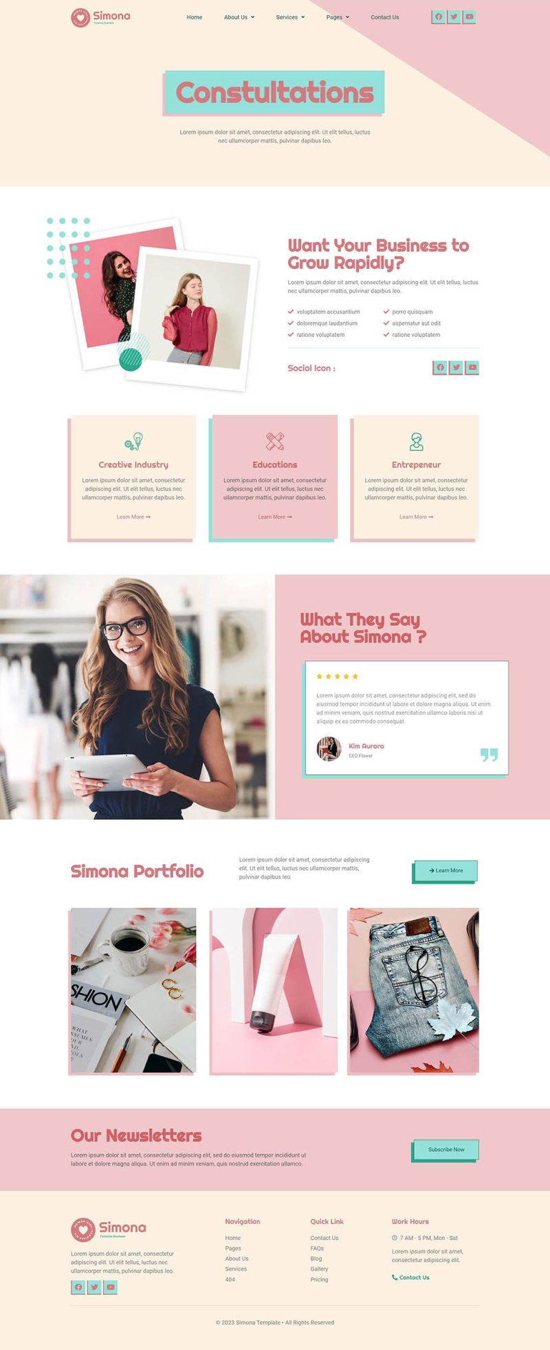 Simona - Feminine Business Elementor Template Kit by Kitpro | ThemeForest