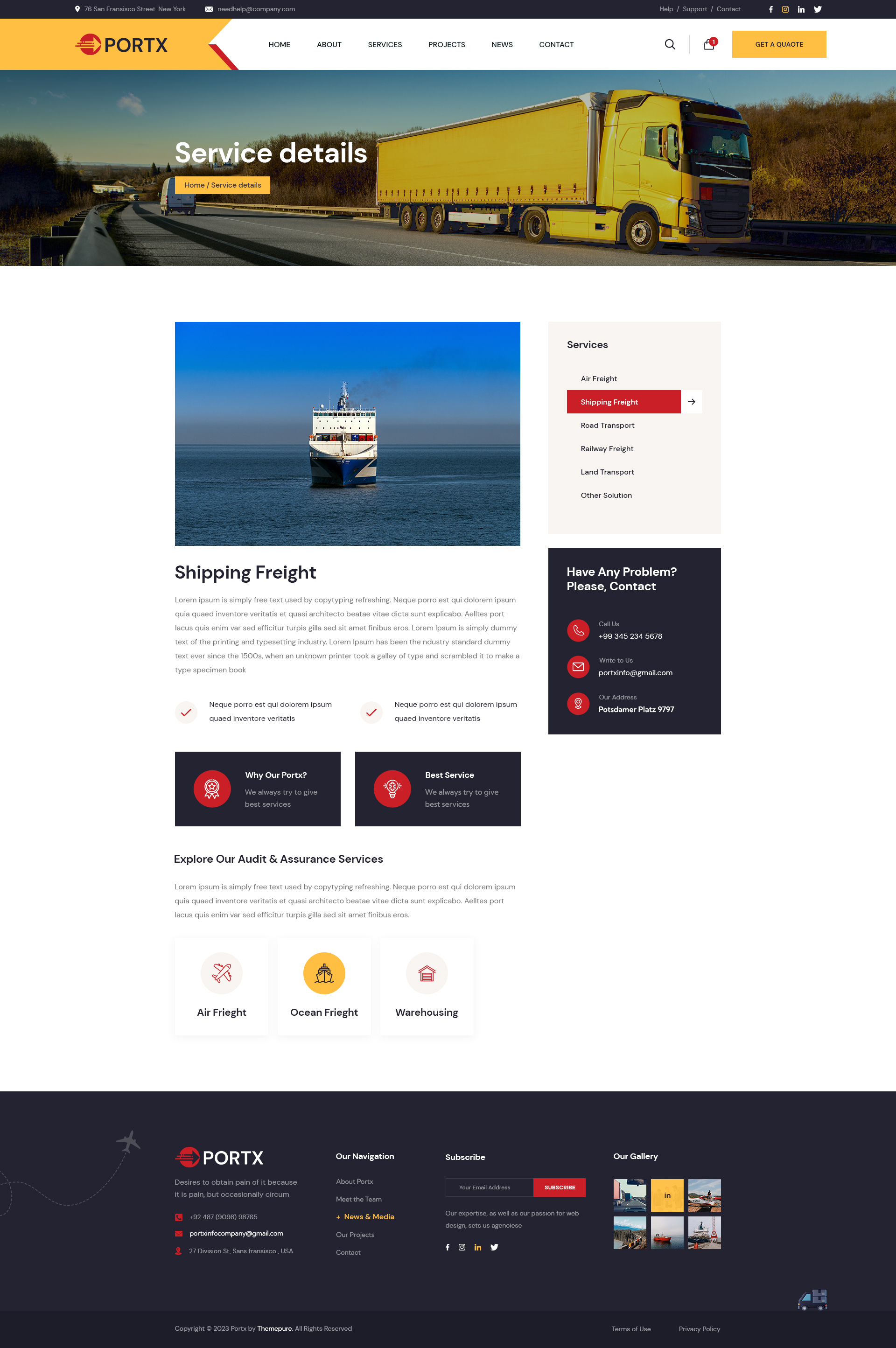Portx - Logistics and Transportation PSD Template by Theme_Pure ...