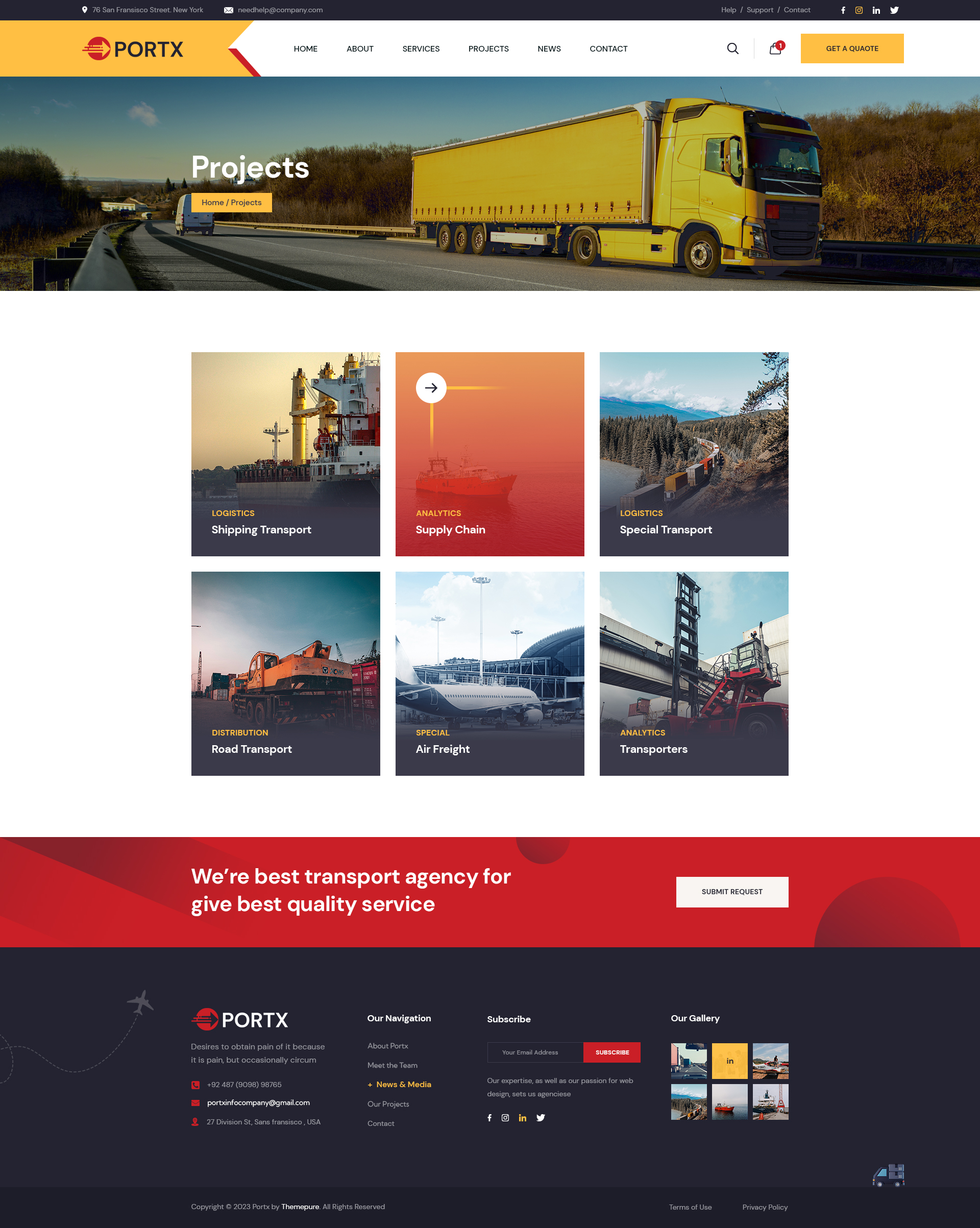 Portx - Logistics and Transportation PSD Template by Theme_Pure ...