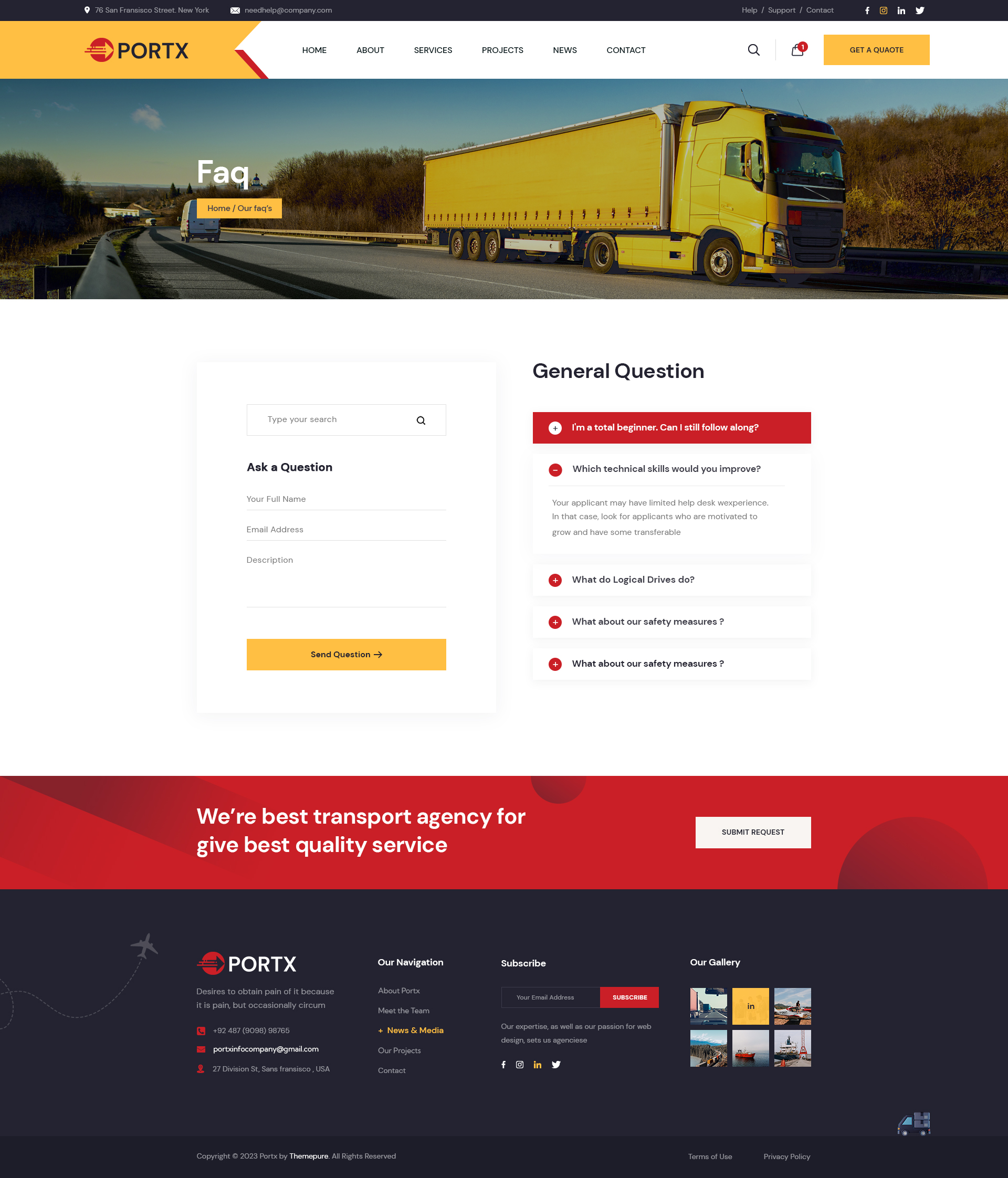 Portx - Logistics and Transportation PSD Template by Theme_Pure ...