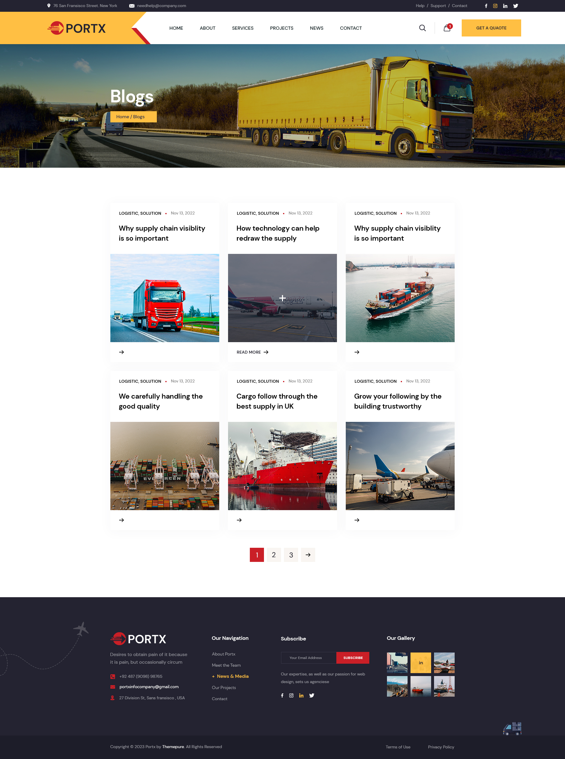 Portx - Logistics and Transportation PSD Template by Theme_Pure ...