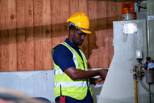 Man engineering operator wearing uniform Quality control maintenance ...