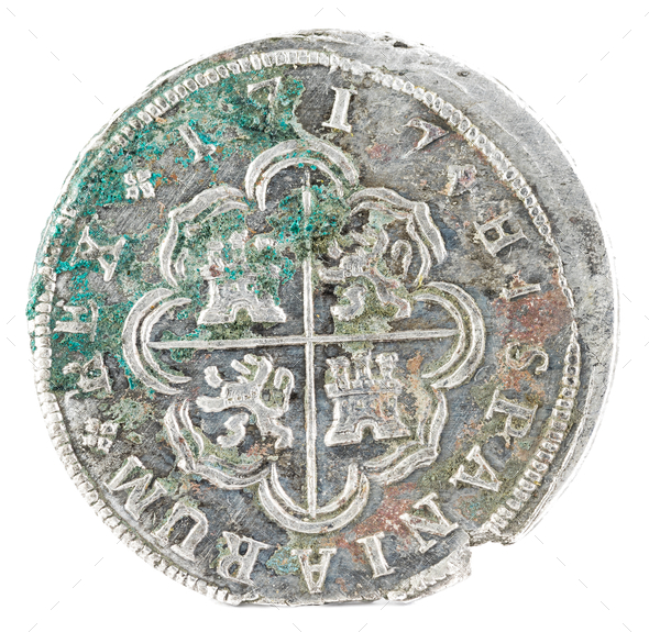 Ancient Spanish silver coin of King Felipe V Stock Photo by wirestock