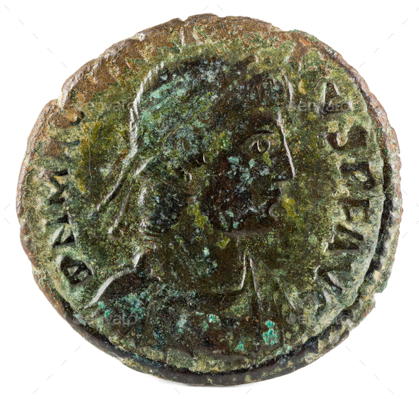 Ancient Roman copper coin of Emperor Magnus Maximus Stock Photo by ...
