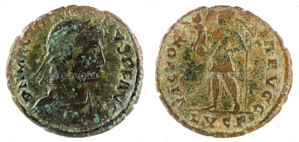 Ancient Roman copper coin of Emperor Magnus Maximus Stock Photo by ...