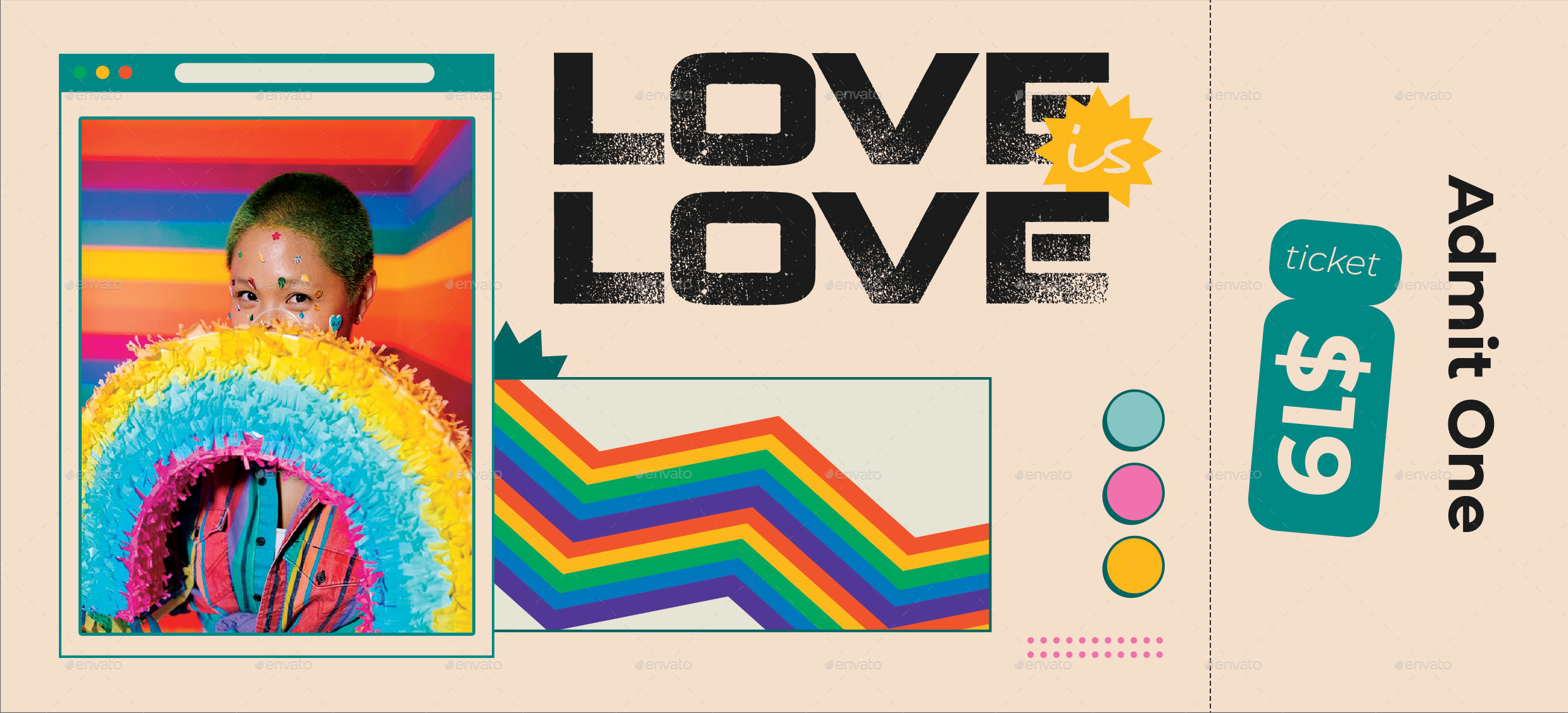 Pride Month Ticket, Print Templates | GraphicRiver