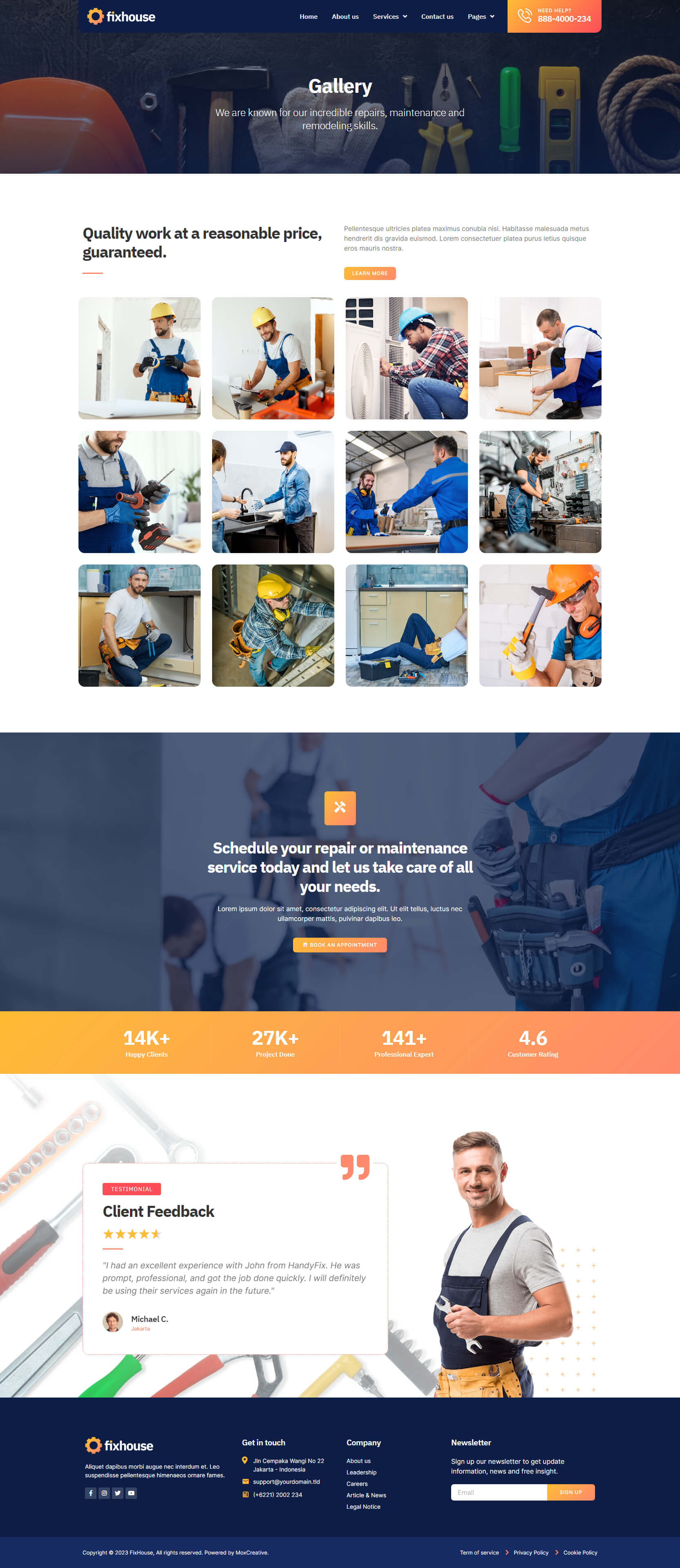 FixHouse - Handyman & Repair Service Elementor Template Kit by moxcreative