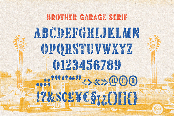 Brother Garage - Display Font, Fonts | GraphicRiver