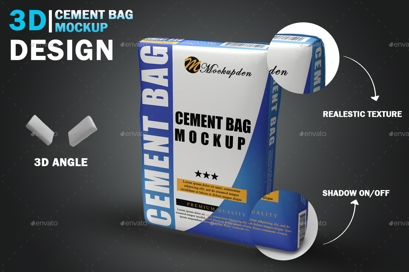Cement Bag Mockup - Concrete Cement Sack Mockup Set, Graphics ...