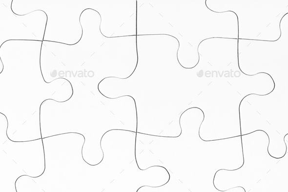 Completed puzzle jigsaw game background. Blank puzzle pieces mockup ...