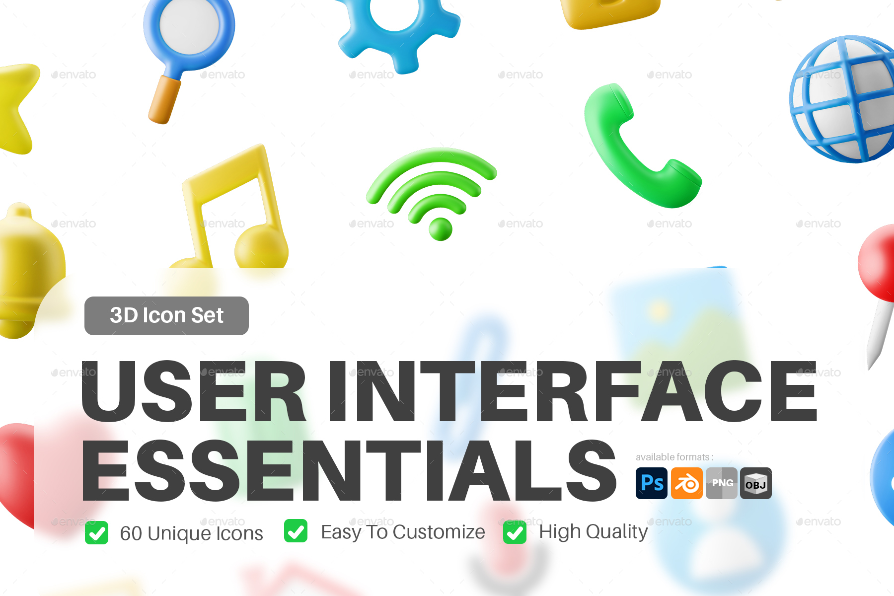 User Interface Essentials 3D Icon Illustration Pack, Icons | GraphicRiver