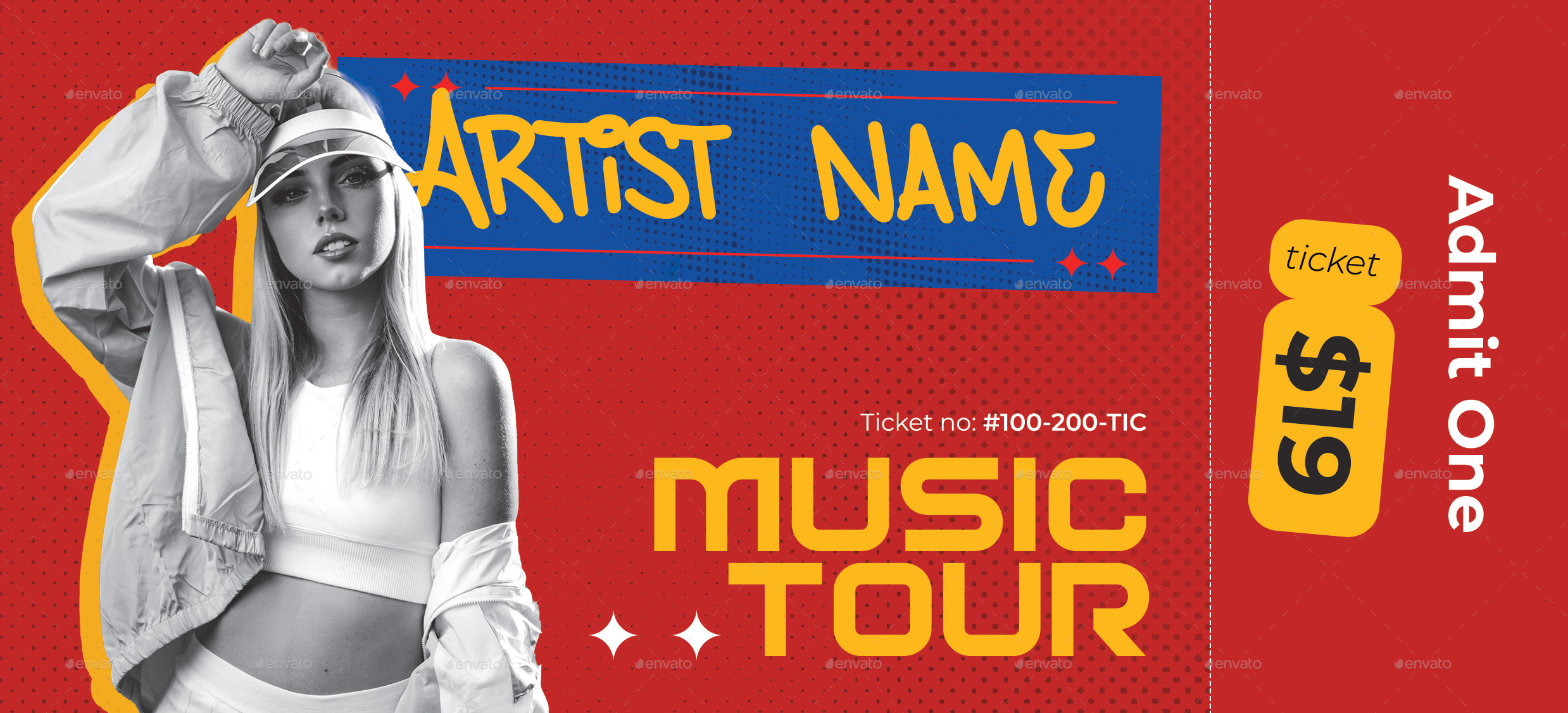 Music Tour Ticket, Print Templates | GraphicRiver