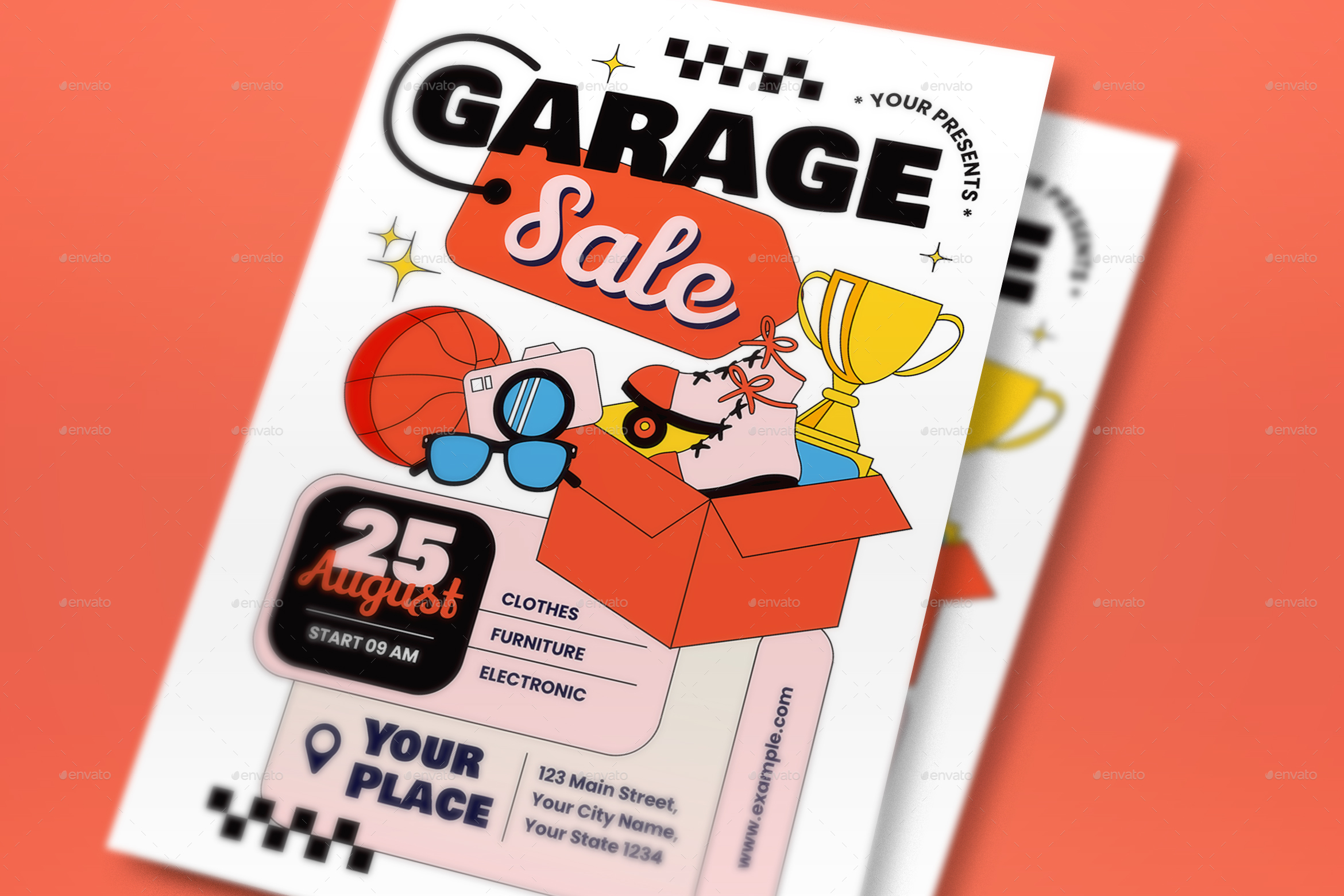 Ivory Retro Garage Sale Flyer Set, Print Templates | GraphicRiver