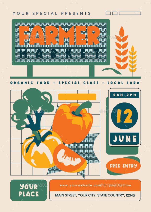 Farmer Market Flyer, Print Templates | GraphicRiver