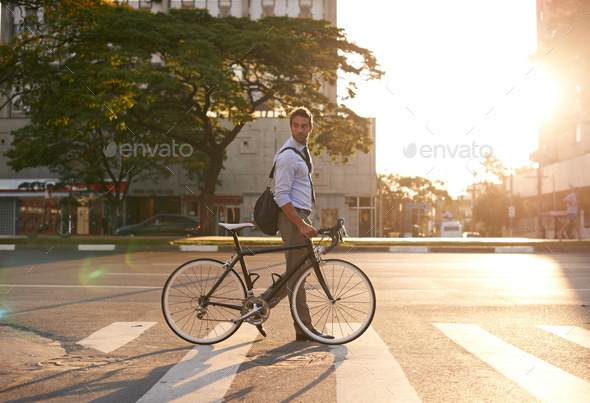 Getting around the city on his two wheels Stock Photo by ...